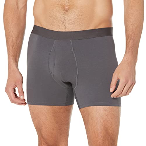 Amazon Essentials Men's Cotton Jersey Boxer Brief (Available in Big & Tall), Pack of 5, Charcoal/Dark Grey/Grey Heather, Medium