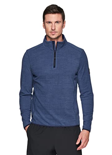 Avalanche Men's Zip Mock Neck Lightweight Soft Fleece Sweatshirt Indigo Heather XL
