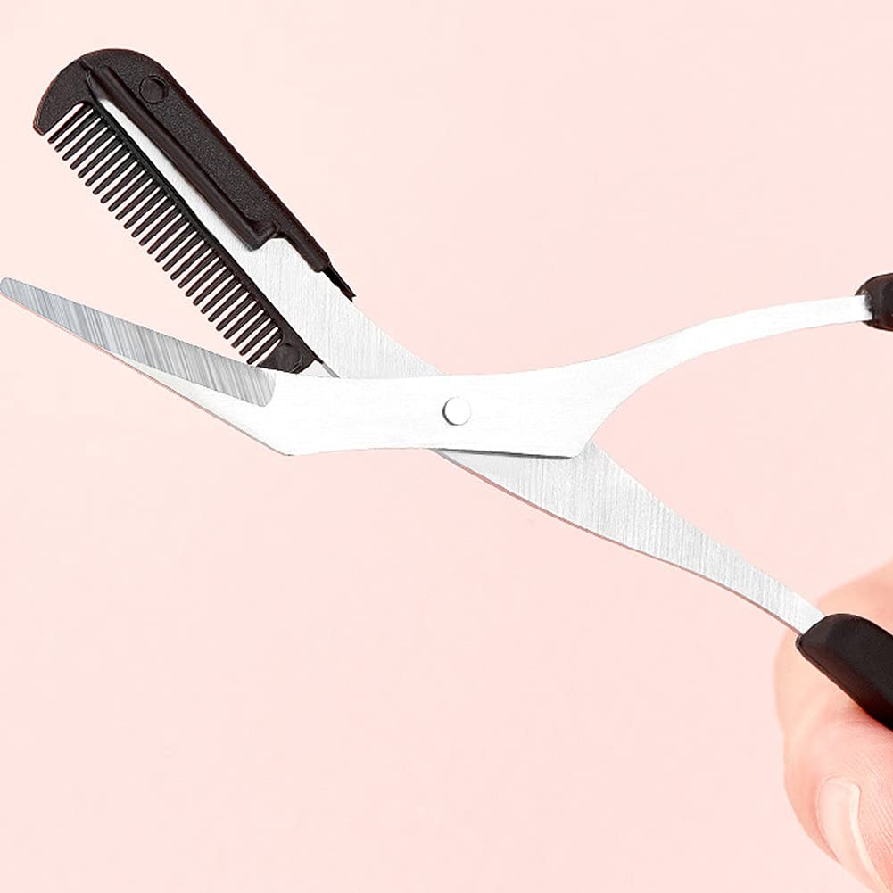 Erioctry Professional Precision Trimmer Eyebrow Scissors Remover Beauty Tool with Comb and Non Slip Finger Grips Black Silver Tone for Men