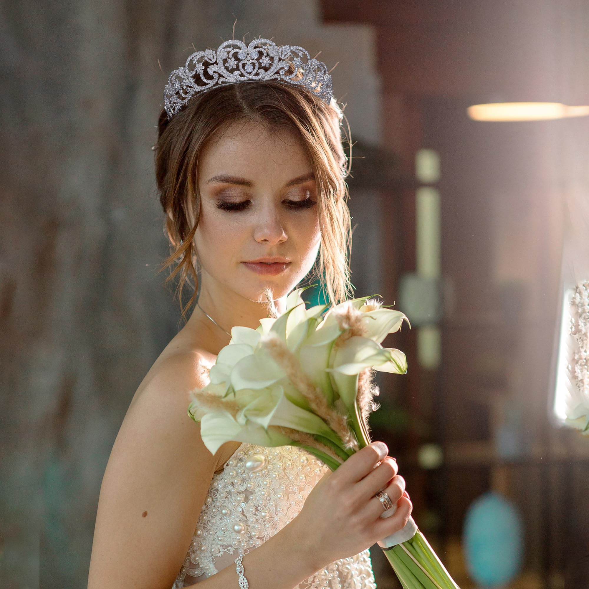 Aoligrace CZ Princess Princess Diana Wedding Crowns for Bridal Spencer Replica Tiaras for Women Cubic Zirconia Prom Headpiece