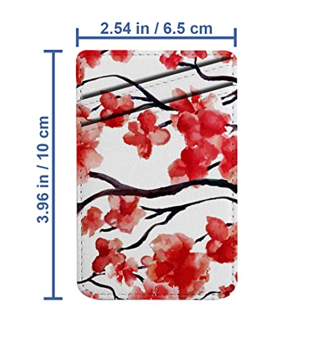 Diascia Pack of 2 - Cellphone Stick on Leather Cardholder ( Japanese Cherry Blossom Sakura Tree Pattern Pattern ) ID Credit Card Pouch Wallet Pocket Sleeve