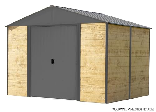 Arrow 10' x 8' Ironwood Galvanized Steel Hybrid Outdoor Shed Kit, Anthracite