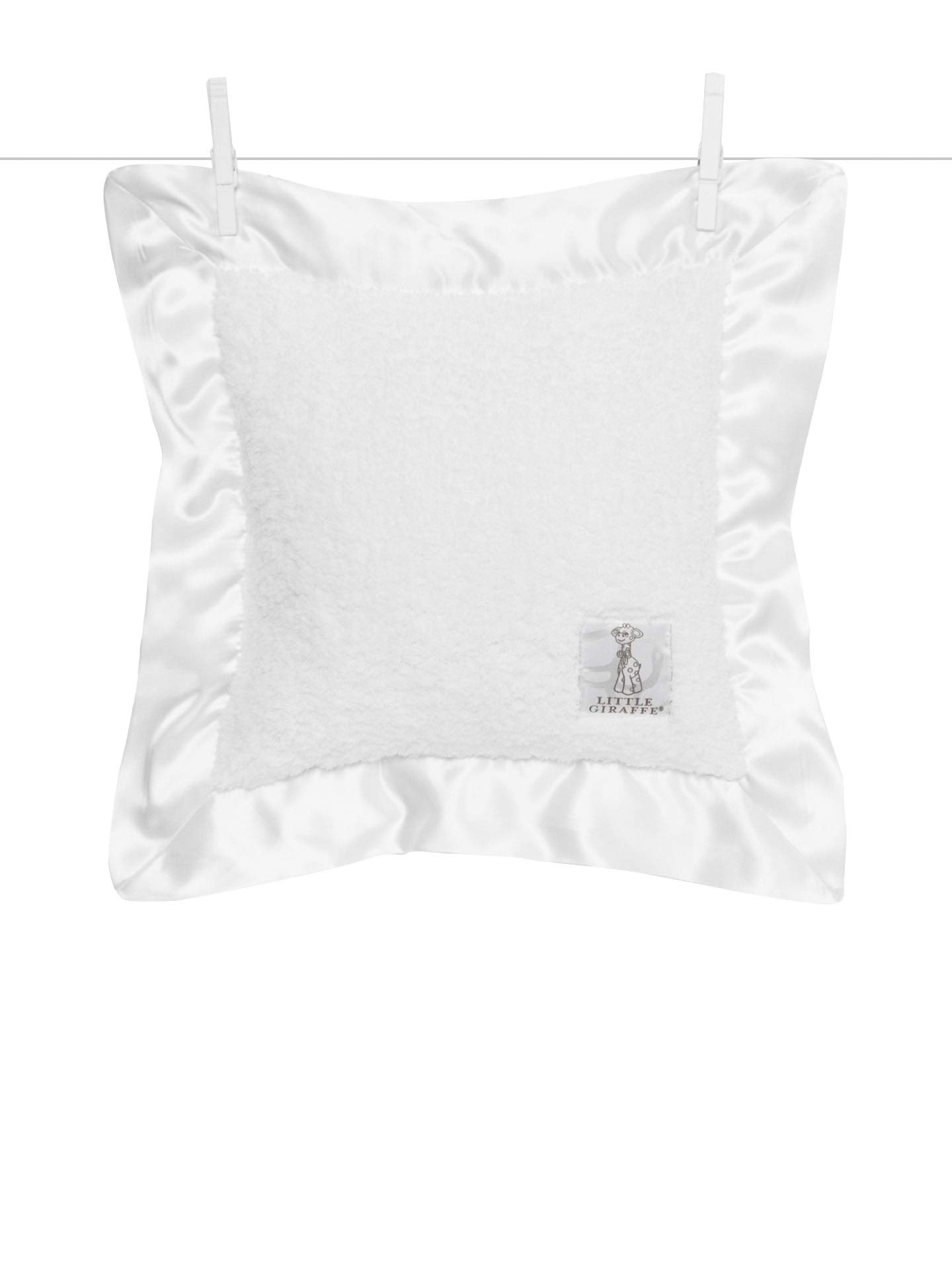 Little Giraffe Chenille Decor Pillow - Ultra-Soft Feather Yarn Knit with Elegant Satin Trim - 14" x 14", White
