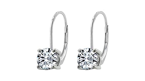 Amazon Essentials Platinum Plated Sterling Silver Lever back Earrings set with Round Infinite Elements Cubic Zirconia (1 cttw) (previously Amazon Collection)