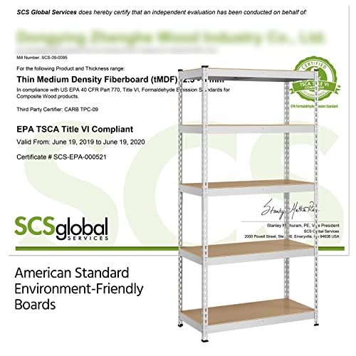 Topeakmart 4PCS 5-Tier Utility Shelves, Metal Storage Shelves Garage Shelving Unit Adjustable Garage Storage Shelves Storage Racks Heavy Duty Shed Shelving- Silver, 35.5 x 17.5 x 72 Inch