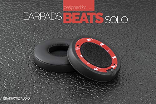 Brainwavz Earpads for Beats Solo 2 & 3 Headphones, Upgraded Replacement Pads with Memory Foam & Leather, Easy to Install, Black