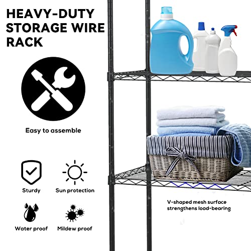 Wire Shelving Unit, 5 Shelf Metal Storage Rack NSF Certified Storage Rack 36" W x 14" D x 72" H 1250Lbs Capacity Garage Shelving Adjustable Heavy Duty Metal 5 Tier Metal Shelving Unit (Black)