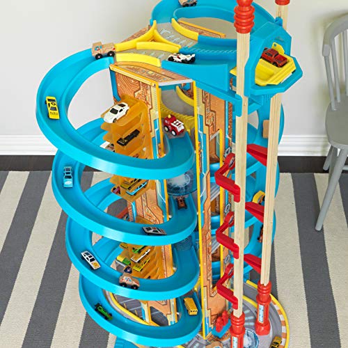 KidKraft Super Vortex Racing Tower 5-Story Race Track Toy for Die-Cast Cars; Storage for 50+ Vehicles, Gift for Ages 3+