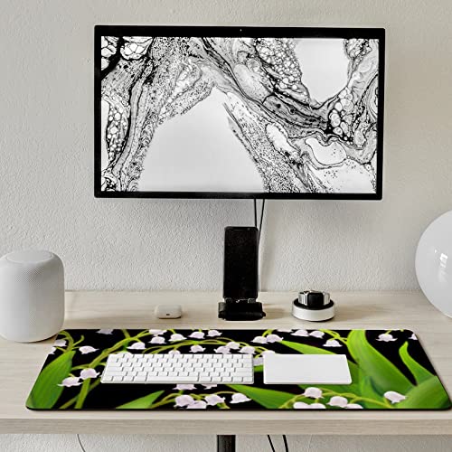 Desk Mat Large Mouse Pads, Lily of The Flowers Desk Pad with Stitched Edges Writing Mat for Computer Laptop, Office Desktop & Gamer Keyboard 16 x 36inch