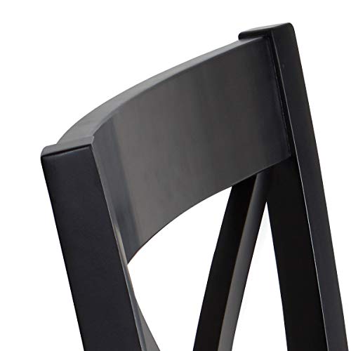Amazon Brand – Ravenna Home Solid Pine Dining Chair with Cutout Back, 38"H, Black Finish, Set of 2