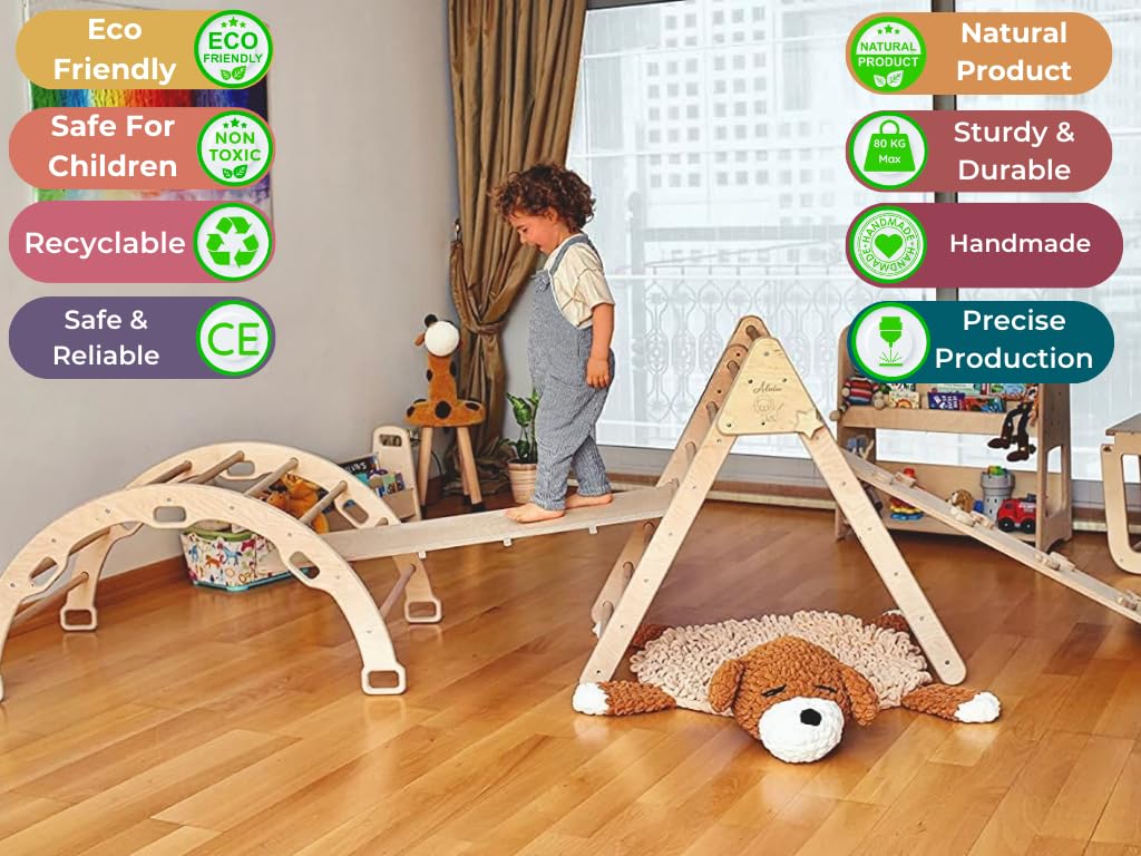Kidodido Climbing Set | Triangle & Arch & Two Ramp Full Set | Montessori Climbing Jungle Set | Climbing Triangle & Arch Set with Two Ramp | Climbing Set for Children's Rooms | Indoor Playground