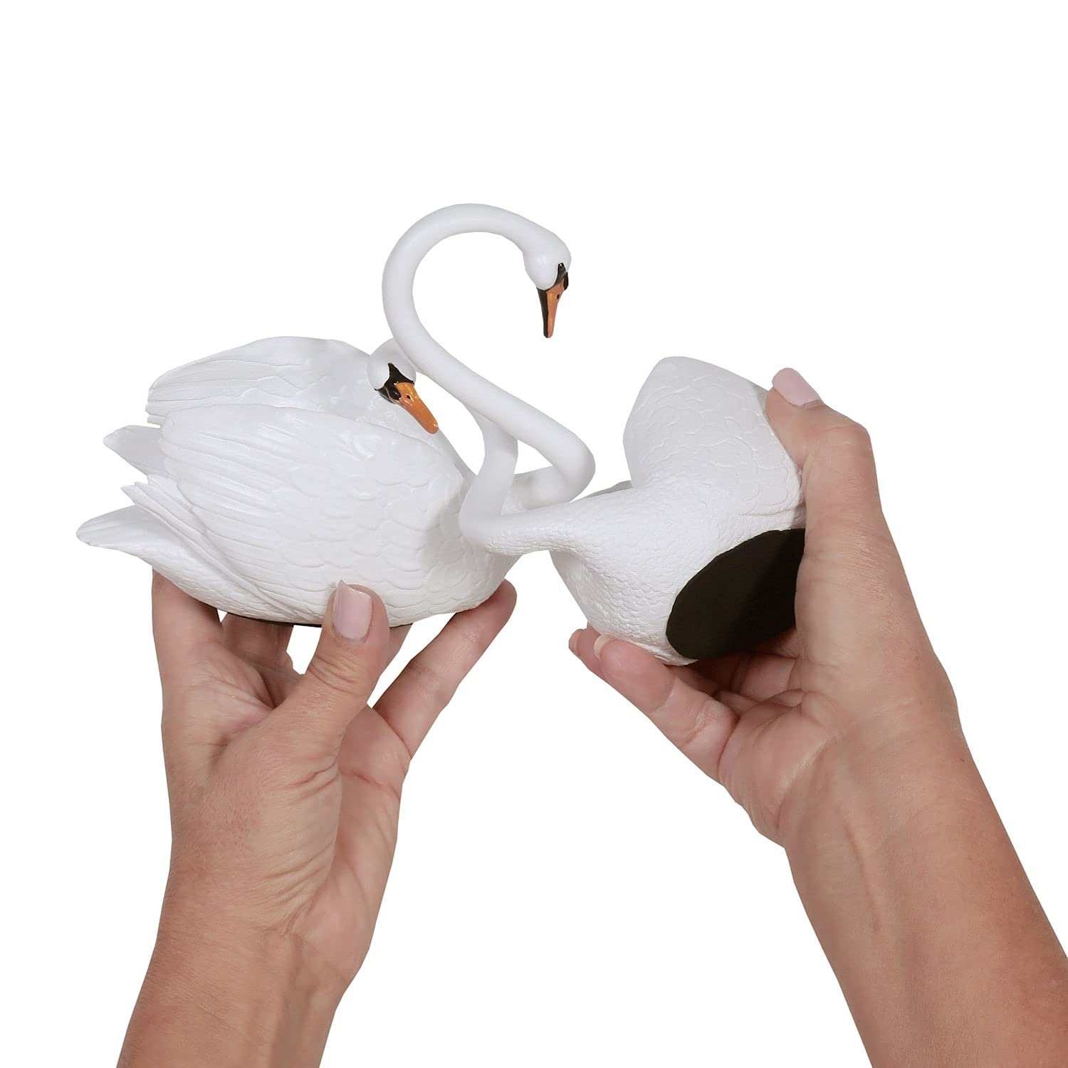 ART & ARTIFACT Two Piece Loving Swans - Intertwined Bird Pair Heart Sculpture, Home Decor Accent, Centerpiece