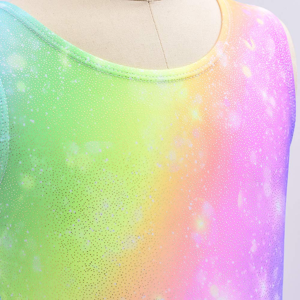 Aosva Gymnastics Leotards for Big Girls One-piece Brithday Colorful Rainbow Dancing Athletic Apparel 10-11Y