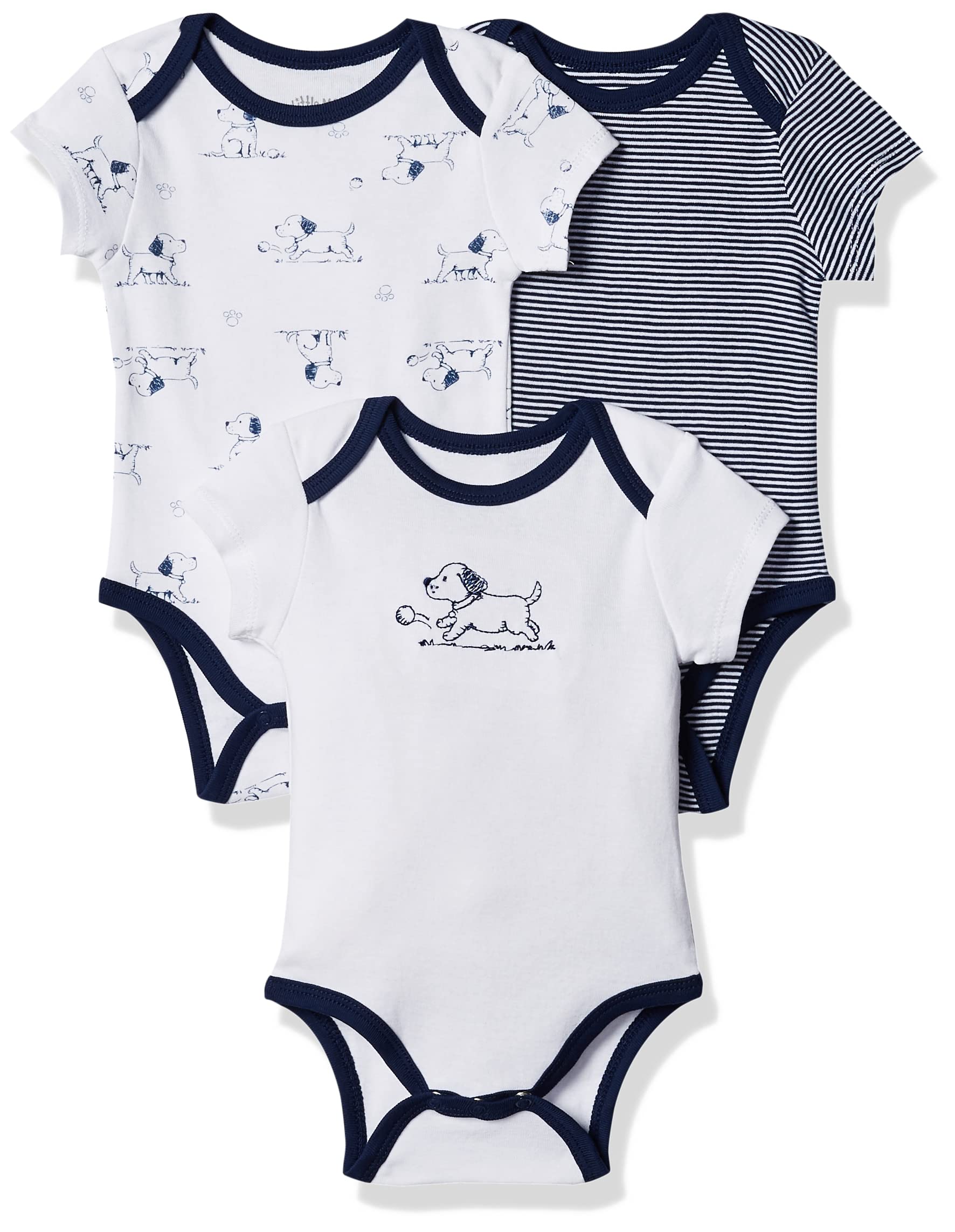 Little Me Baby Puppy Toile 3 Pack Bodysuit, White/Multi, 3 Months