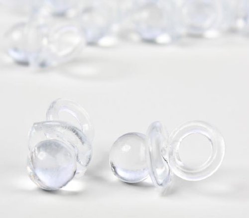 Small Clear Acrylic Baby Pacifiers to Decorate Baby Shower Favors - 144 Pieces - Size: 1/2" X 3/4"
