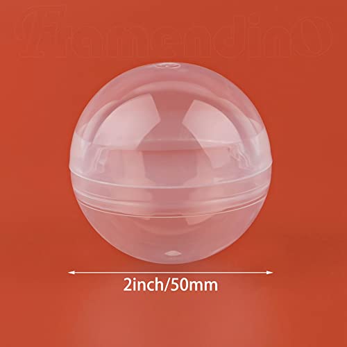 Framendino, 50 Pack 2 Inch Empty Round Clear Capsules Vending Machine Capsules for Gumball Machine