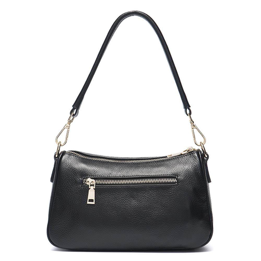 Fashion Shoulder Bag Elegant Women Quality Genuine Leather for Ladies Girl Black