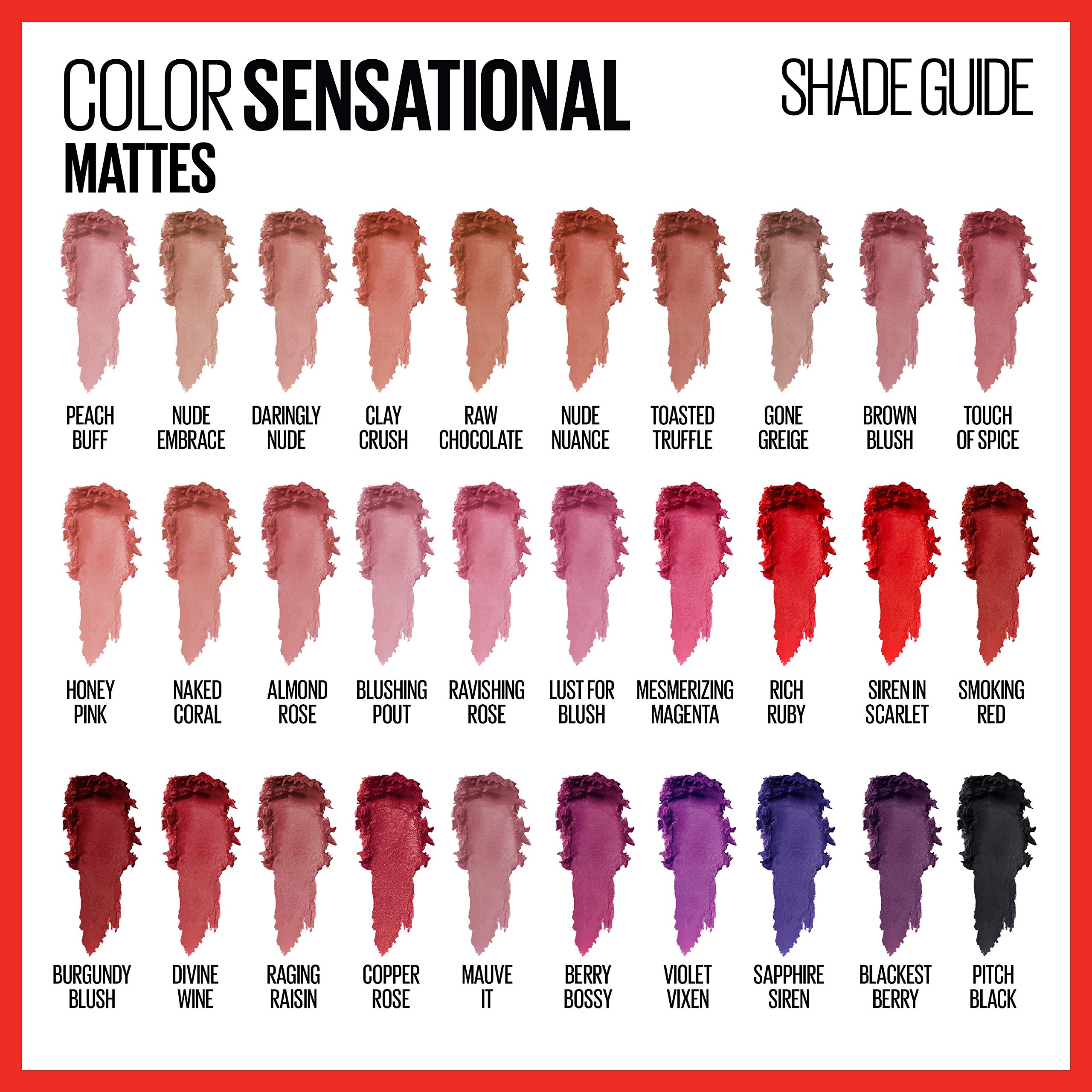 Maybelline Color Sensational Lipstick, Lip Makeup, Matte Finish, Hydrating Lipstick, Nude, Pink, Red, Plum Lip Color, Copper Rose, 0.15 oz; (Packaging May Vary)