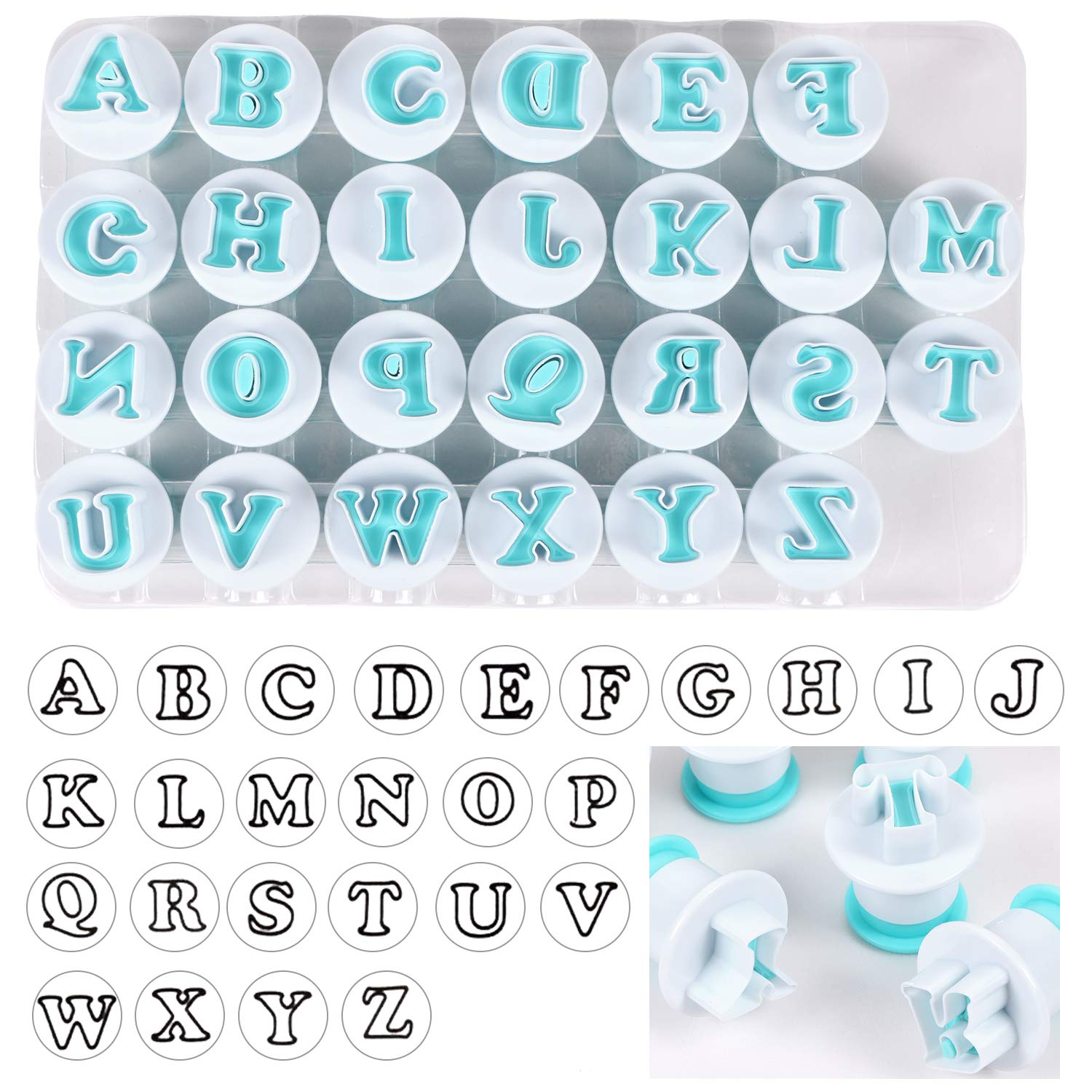 Alphabet Letter Numbers Cake Mould Set, BENBO 36 Pieces Fondant Cake Sugar Craft Cookies Stamp Impress Embosser Plunger Cookie Cutter Mold Biscuit Decorating Tools