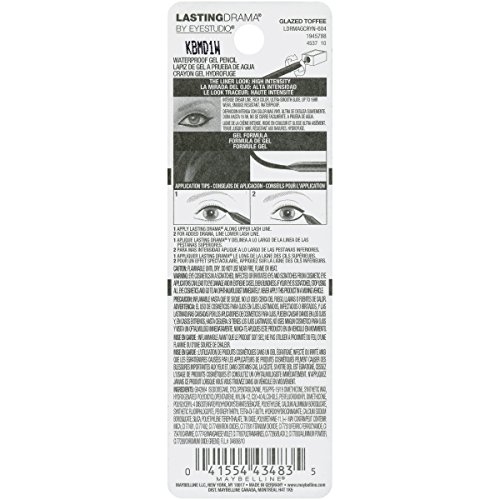 Maybelline Eyestudio Lasting Drama Waterproof Matte Gel Pencil Brown Eyeliner Makeup, Glazed Toffee, 1 Count