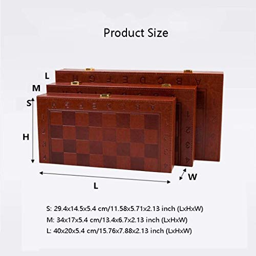 ATAAY Chess Leather Chess Folding International Chess Set Pieces Set Board Game Chessmen Collection Portable Board Game Chess Set,Large,Large