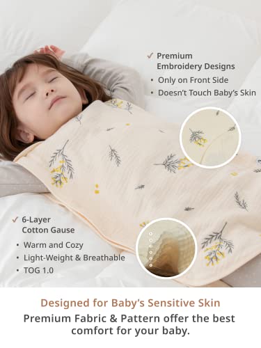 Konny Baby Sleep Sack - Wearable Blanket Sleeping Vest | 6-Layer Cotton Gauze Newborn Essentials Cloths | TOG 1.0 | 6 Months - 5T | (Navy Sparkle, Medium)