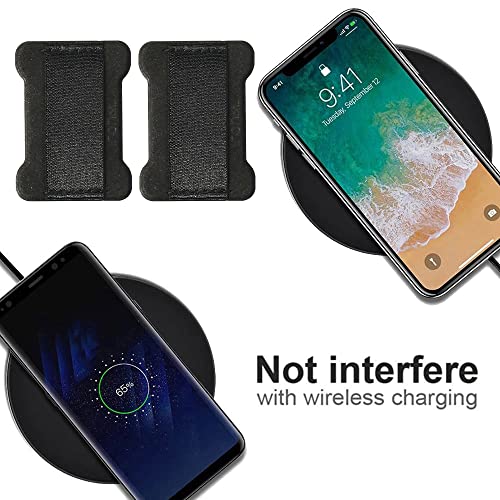 WUOJI Cell Phone Finger Grip Strap Holder for Hand, Phone Grip Compatible with Most Smartphones,Universal Cell Phone Grips Band Holder for Back of Phone - 2Pack(Black)