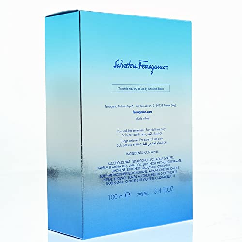 Salvatore Ferragamo Incanto Blue Cologne Eau De Toilette Spray 3.4 Ounce
