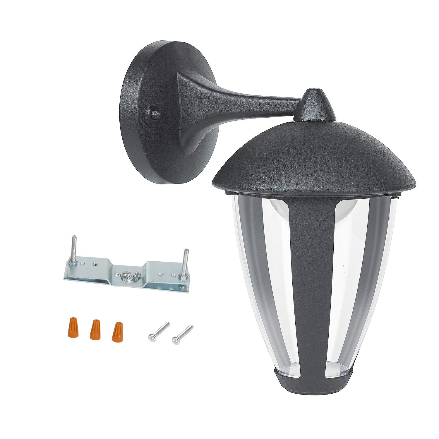 Amazon Basics Outdoor Wall Sconce with Integrated LED - 8.7 x 6.3 x 10.4 Inches, Downward Facing, Black