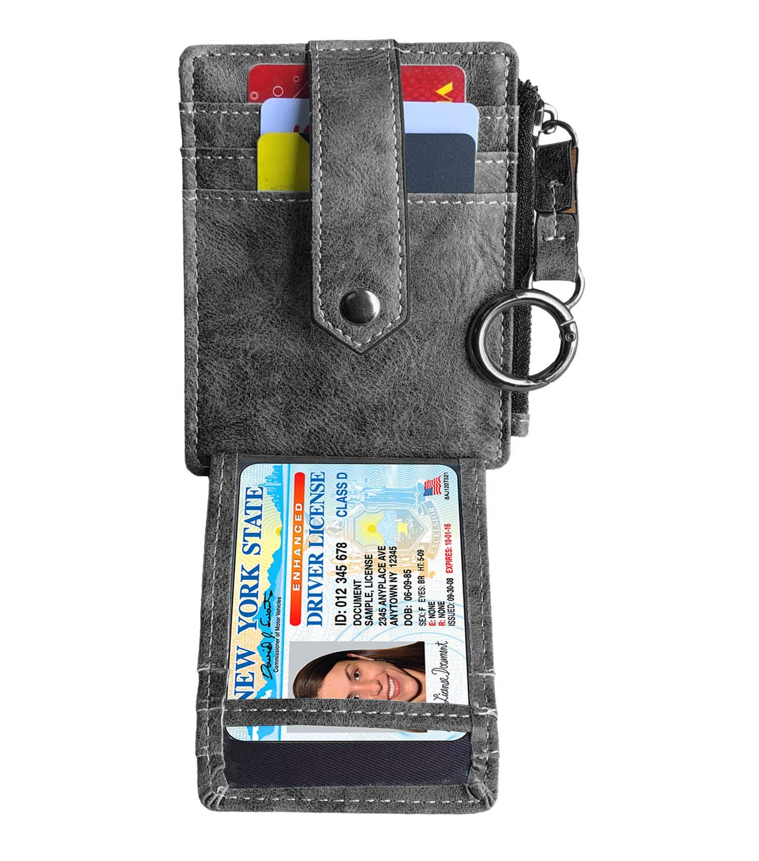 AOXONEL Card Wallet Leather Rfid Credit Card Holder for Women Compact Small Womens Wallet Ladies Slim Mini Coin Purse (Grey)