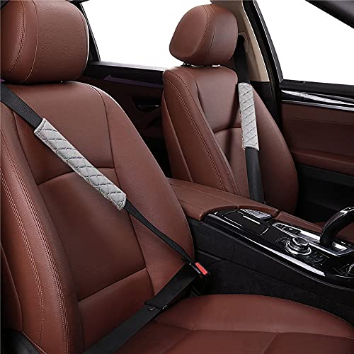 Angzhili 2 Pcs Car Seat Strap Covers,Soft Car Seat Belt Cushions,Automotive Seat Belt Pads for Adults and Children (Gray)