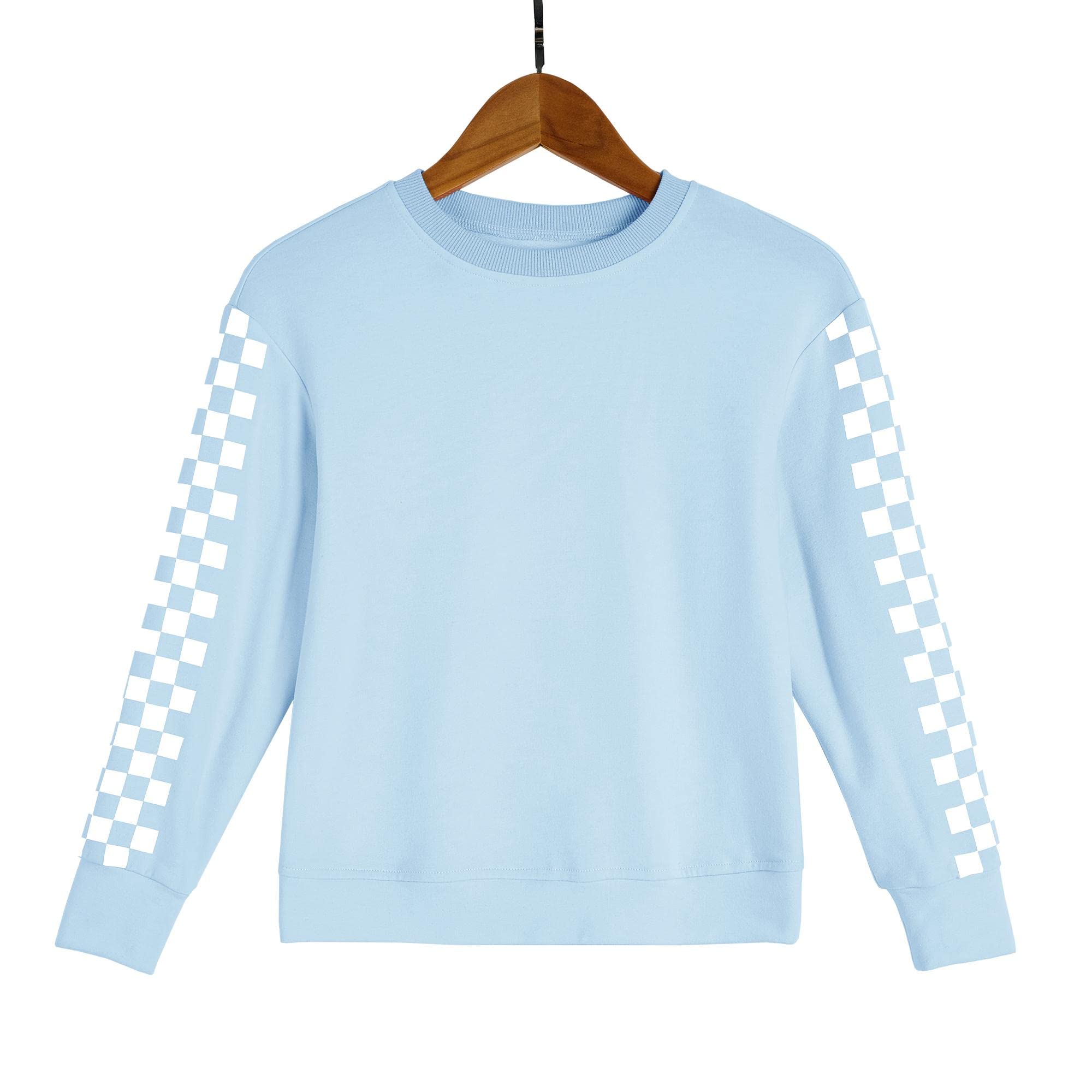 Apbondy Girls Sweatshirt Casual Crewneck Long Sleeve Striped Pullover Tops Blue
