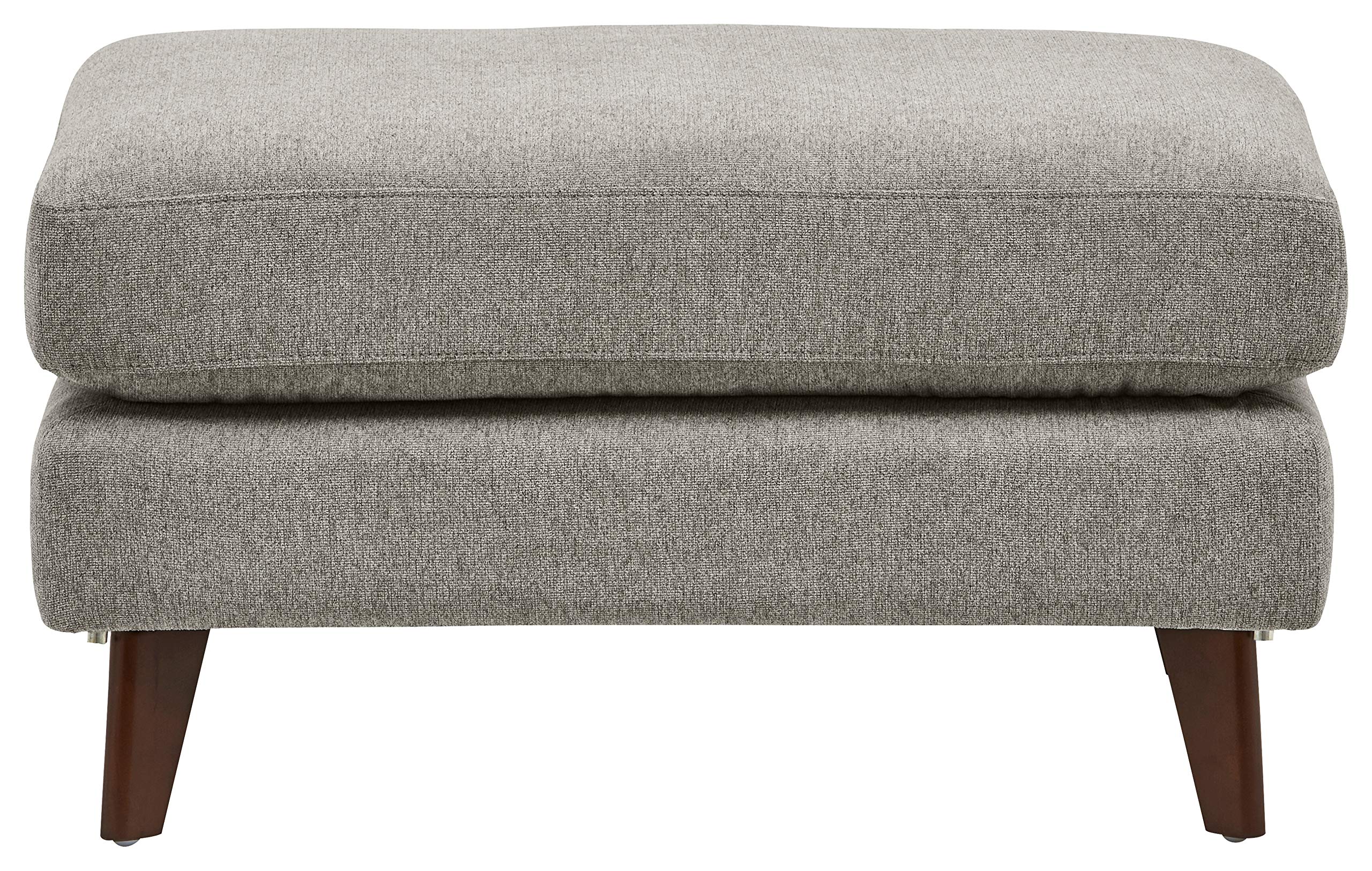 Amazon Brand Rivet Revolve Modern Upholstered Sofa Couch, 80";W, Grey Weave & Sloane Mid-Century Angled Leg Modern Ottoman, 31.9";W, Pebble