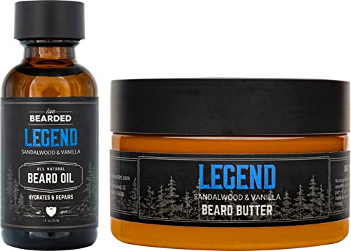 Live Bearded: Beard Oil and Beard Butter Grooming Kit - Legend - All-Natural Ingredients with Shea Butter, Argan Oil, Jojoba Oil and More - Beard Growth Support - Made in the USA