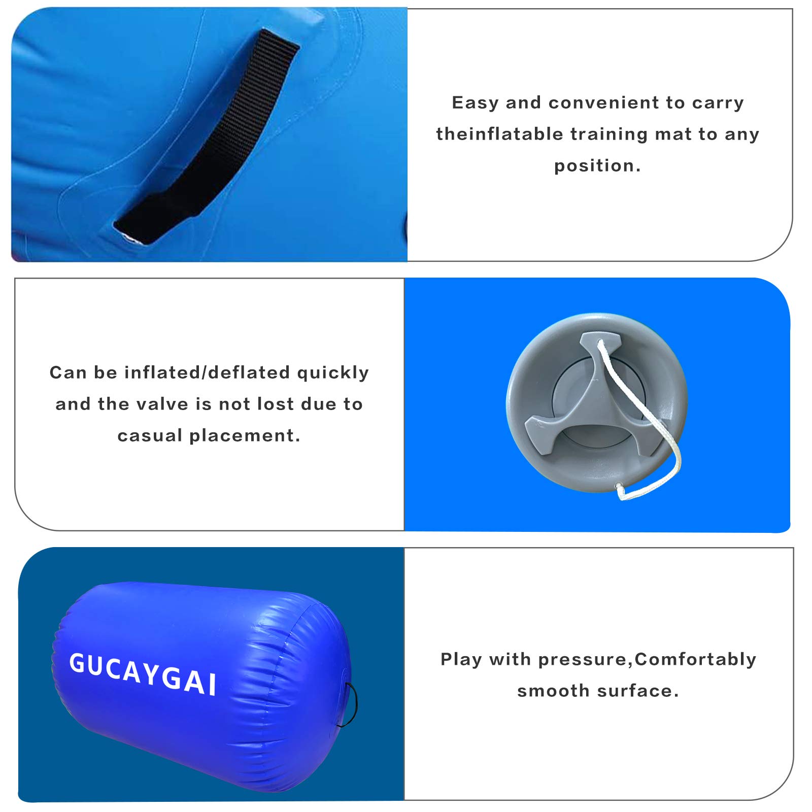 Air Roller Air Barrel Gymnastics Roller Inflatable Tumbling Mat Air Spot With foot pump for Home Use/Training Cheerleading/Yoga/Martial Arts/Acrobatics