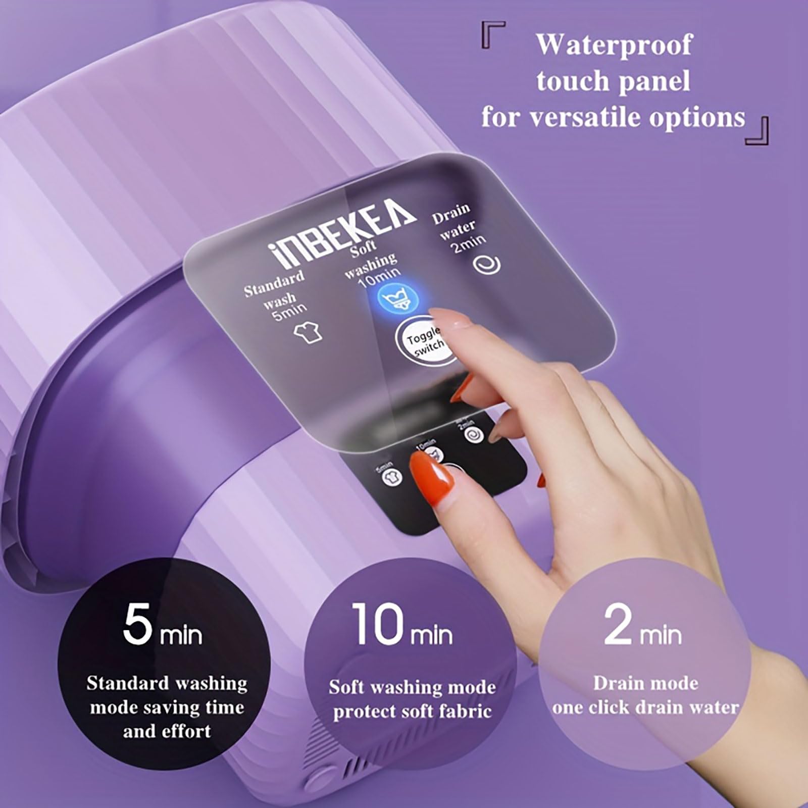Portable Washing Machine,9L Foldable washing machine, Small Mini Washer for Baby Clothes, Underwear or Small Items, Apartment, Dorm, Camping, RV Travel laundry
