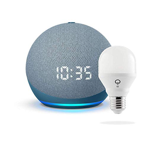 All-new Echo Dot with clock (4th Gen) - Twilight Blue - bundle with LIFX Smart Bulb (Wi-Fi)