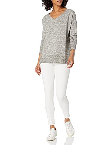 Amazon Brand - Daily Ritual Women's Oversized Terry Cotton and Modal V-Neck Drop-Shoulder Sweatshirt, Heather Grey Space Dye, XX-Large