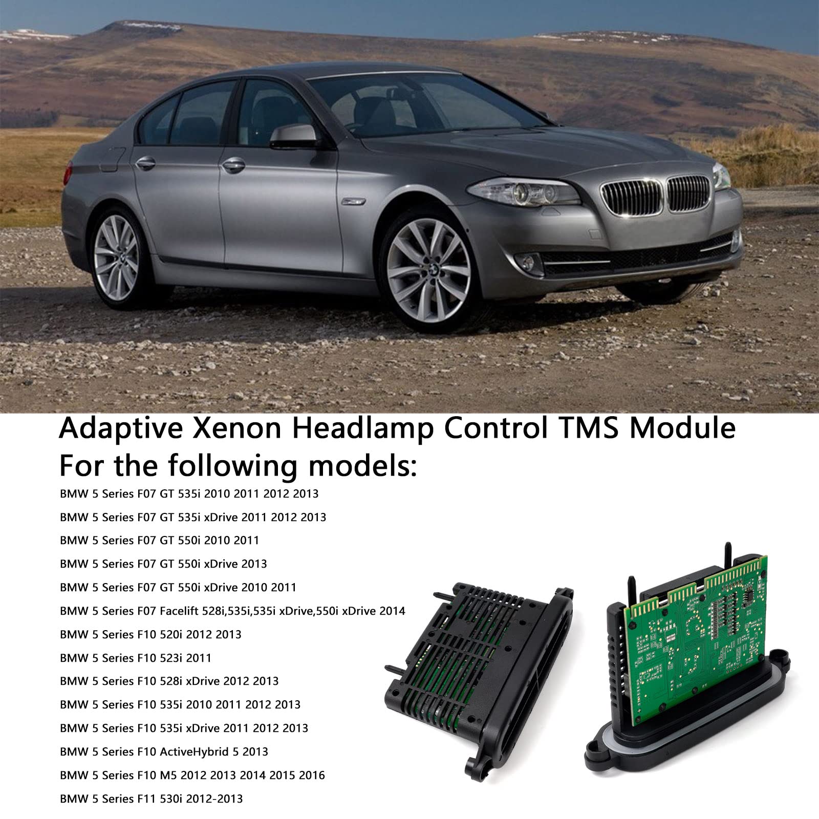 Aumzong TMS Headlamp Control Module,Adaptive Xenon Headlamp Control Module Unit,Compatible With BMW 5 Series 528i 535i 550i F07 F10 F11 Replace#OE 63117316217