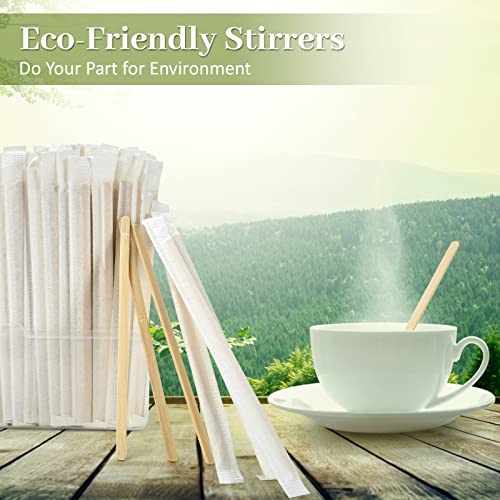 Bamboo Coffee Stirrers Individually Wrapped 200 Count in Storage Box β Coffee Stir Sticks 5.5 inch Coffee Bar Disposable individually wrapped coffee stirrers for Coffee and Cocktail
