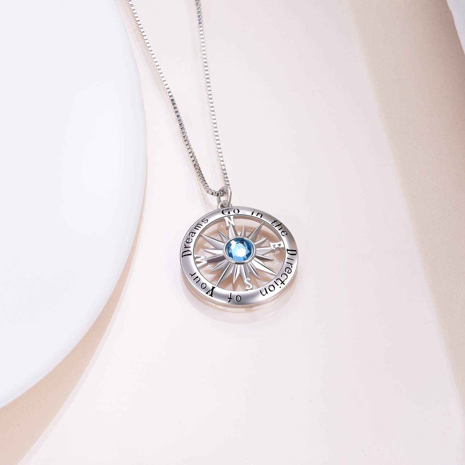 AOBOCO Compass Necklace for Women Sterling Silver 2022 Graduation Gifts for Him Her