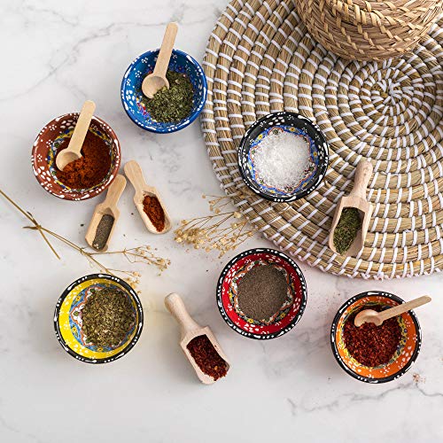 Ayennur Decorative Turkish Ceramic Bowl Set of 6 Serving-Handcrafted(3.14''- 8cm) 2.5oz Pinch Sauce Multicolor Dipping Finger Small Serving Charcuterie Bowls