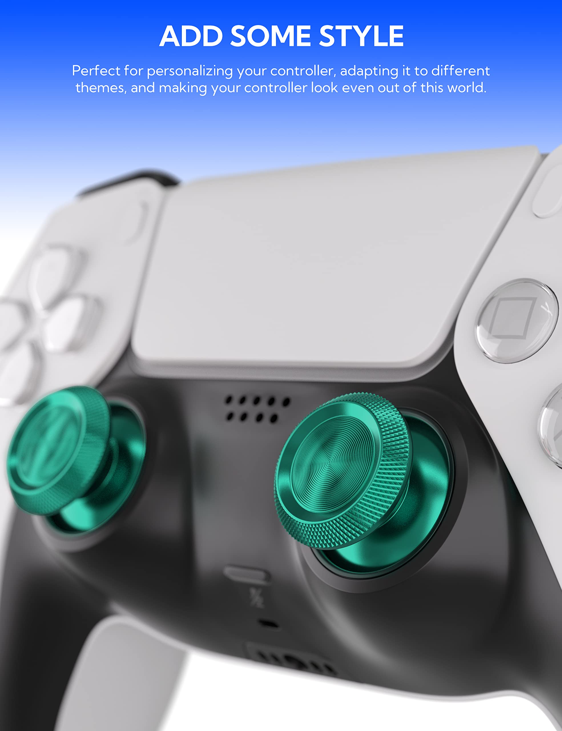 Avericht Metal Thumbsticks for PS5 Controller, Aluminum JoyStick Replacement Kit for Dualsense Controller (Metal Green)