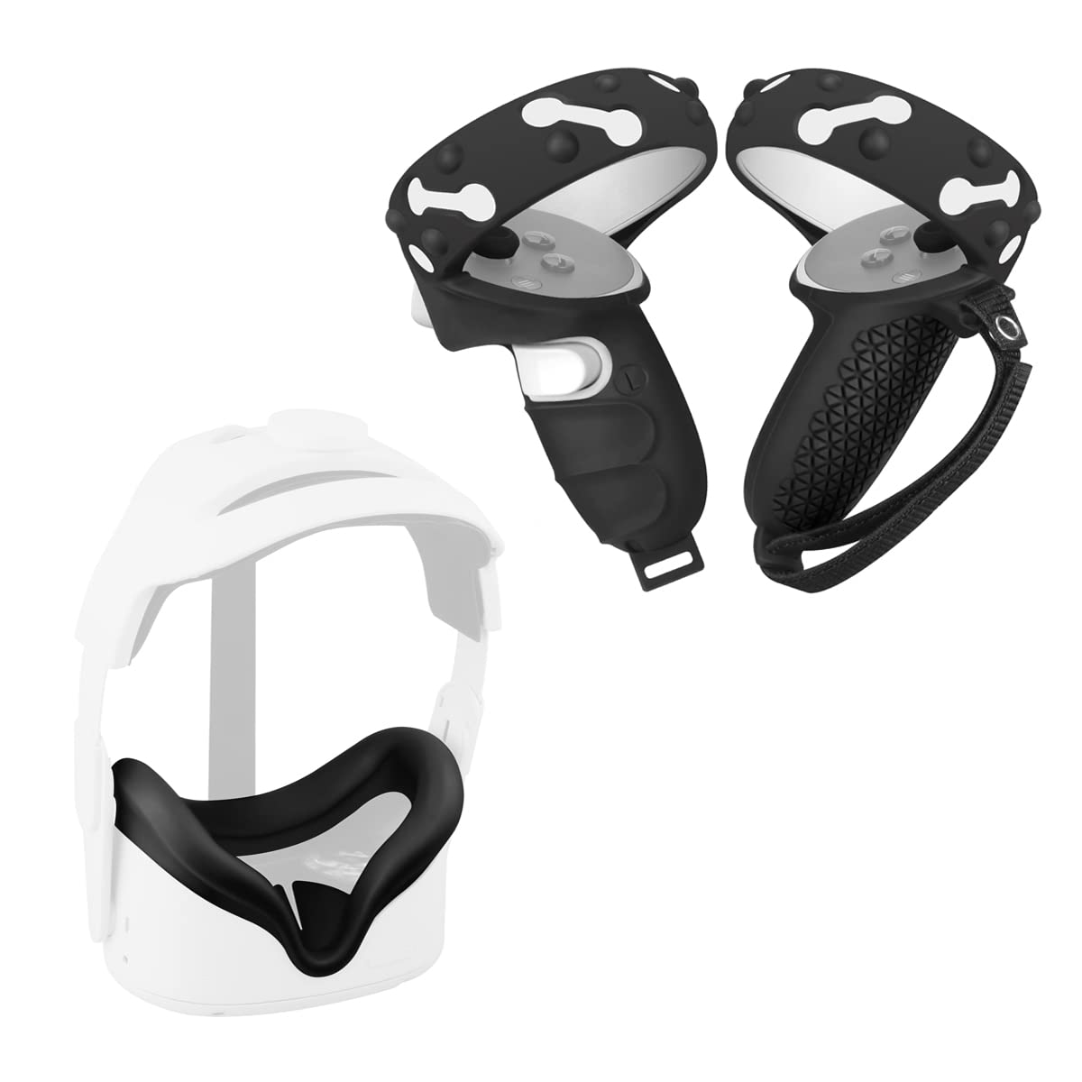 Eyglo Touch Controller Grip Cover & Face Silicone Cover for Oculus/Meta Quest 2,Anti-Throw,Sweatproof Protective Covers
