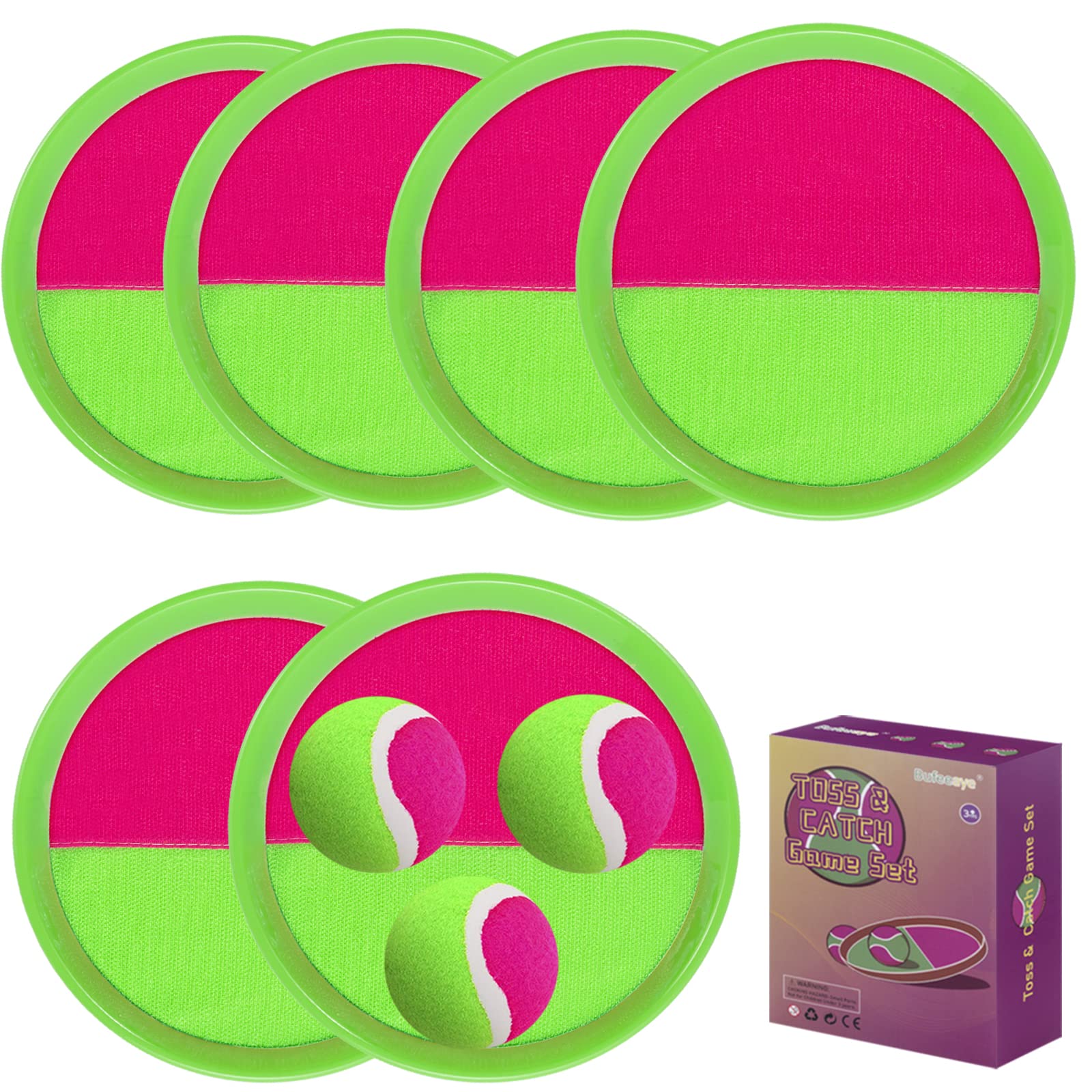 Kids Outdoor Toys, Beach Toys Toss and Catch Ball Set, Outside Yard Games for Kids with 6 Paddles 3 Balls Paddle Game Set Playground Sets for Backyard Sports Outdoor Games for Adults and Family