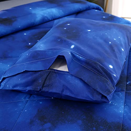 SDIII 3PCS Blue Galaxy Comforter Set Twin, Bed in a Bag Space Comforter Twin for Girls Boys Teens and Kids, Cooling and Soft Bed Set on Amazon, Twin
