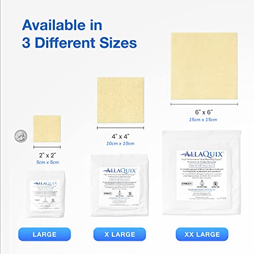 AllaQuix High Performance Stop Bleeding Gauze - Large (2"x2"Square) - (10-Pack) Professional-Grade First-Aid Hemostatic Gauze (Blood Clotting Bandage)
