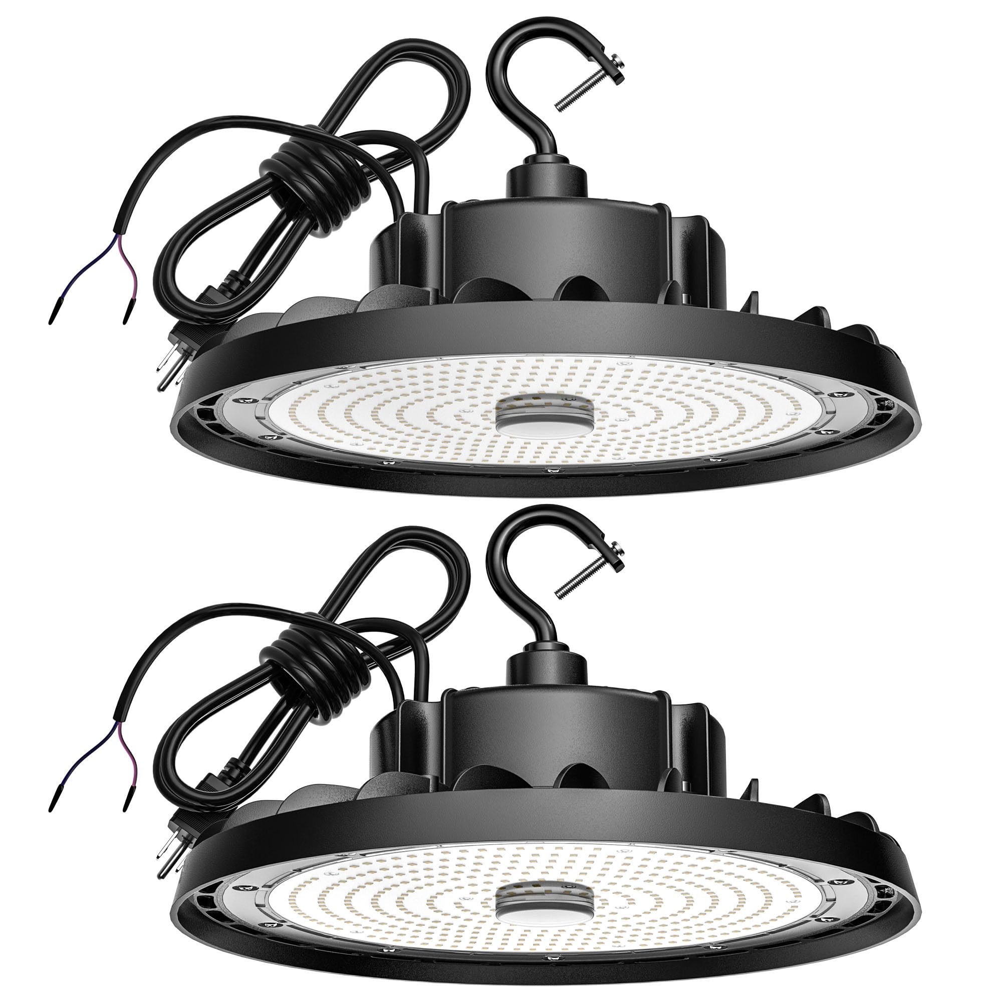 SHINEWOO UFO LED High Bay Light 240W 36,000lm 5000K Daylight, High Bay LED Shop Light 0-10V Dimmable with US Plug 5â Cable, Commercial LED Warehouse Lights, Factory Area Lighting Fixture, 2PCS