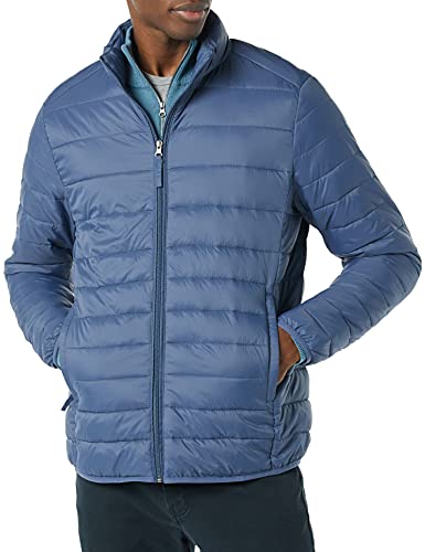Amazon Essentials Men's Packable Lightweight Water-Resistant Puffer Jacket (Available in Big & Tall), Indigo, Medium