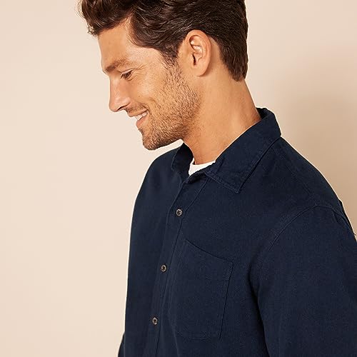 Amazon Essentials Men's Slim-Fit Long-Sleeve Plaid Flannel Shirt (Limited Edition Colors), Navy, X-Large